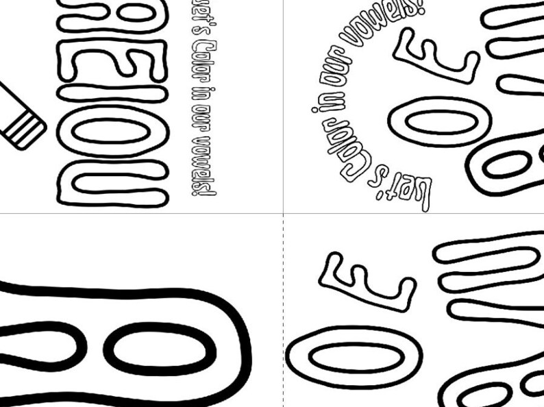 Lets Color in Our Vowels AEIOU A Zine Digital JPEG/PDF - Etsy