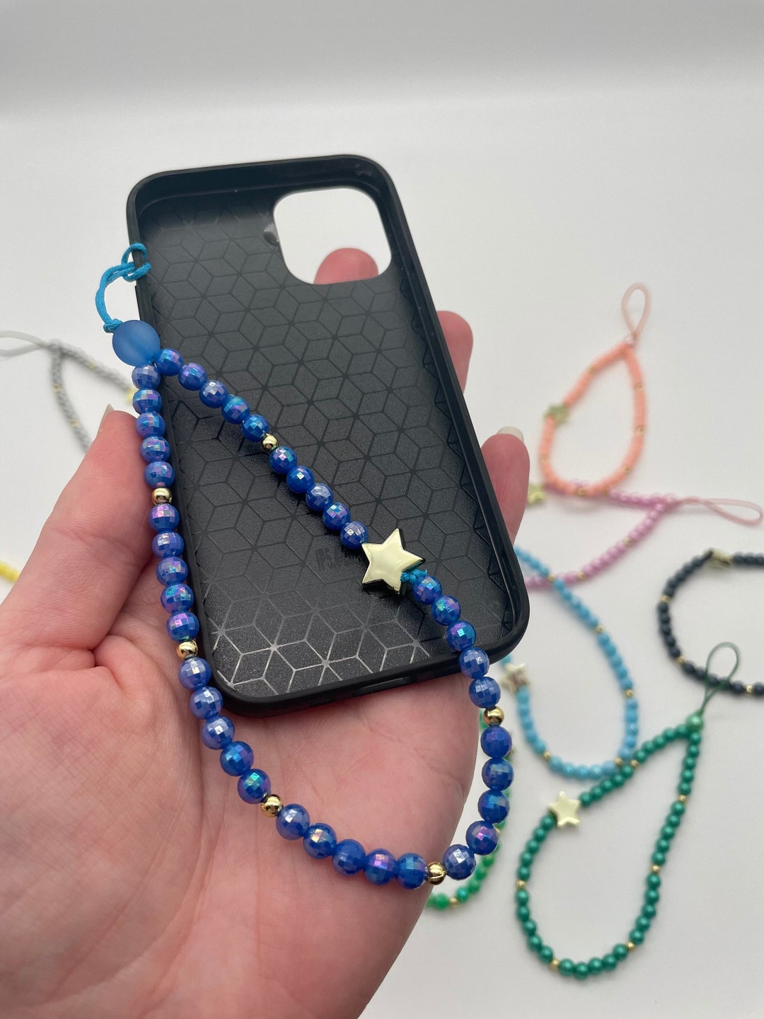 CELL PHONE CHAIN MADE OF BEADS // Stars // Colorful // Cell Phone ...