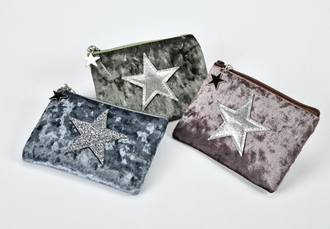 Small Zip Top Velvet Star Heart Coin Purse - Etsy