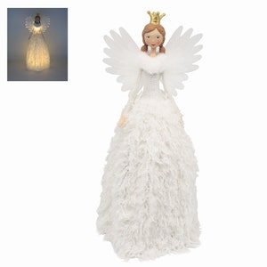 Freestanding LED Light up Tall Christmas Fairy Angel With Wings Pink ...