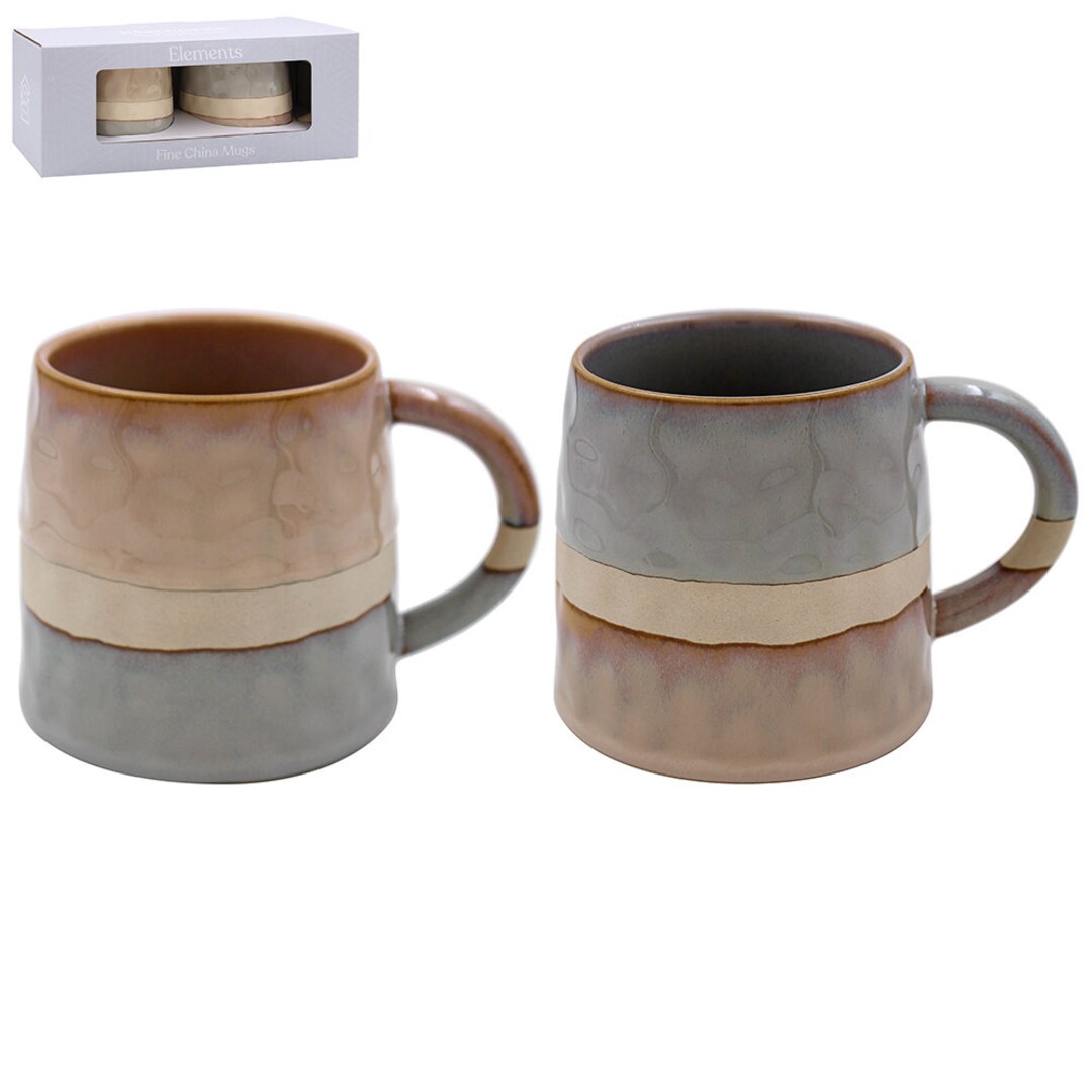 New Elements Reactive Glaze Set of 2 Mugs LP72595 - Etsy