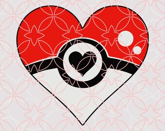 Pokeball Heart Svg - Etsy