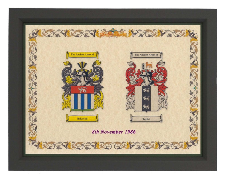 Framed Double Coat of Arms Print - Choice of Frame Size and Colour - Etsy