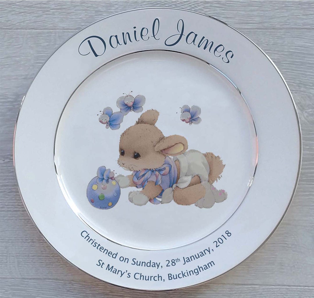 Personalised Baby Birth or Christening Gift - Fine Bone China Plate ...