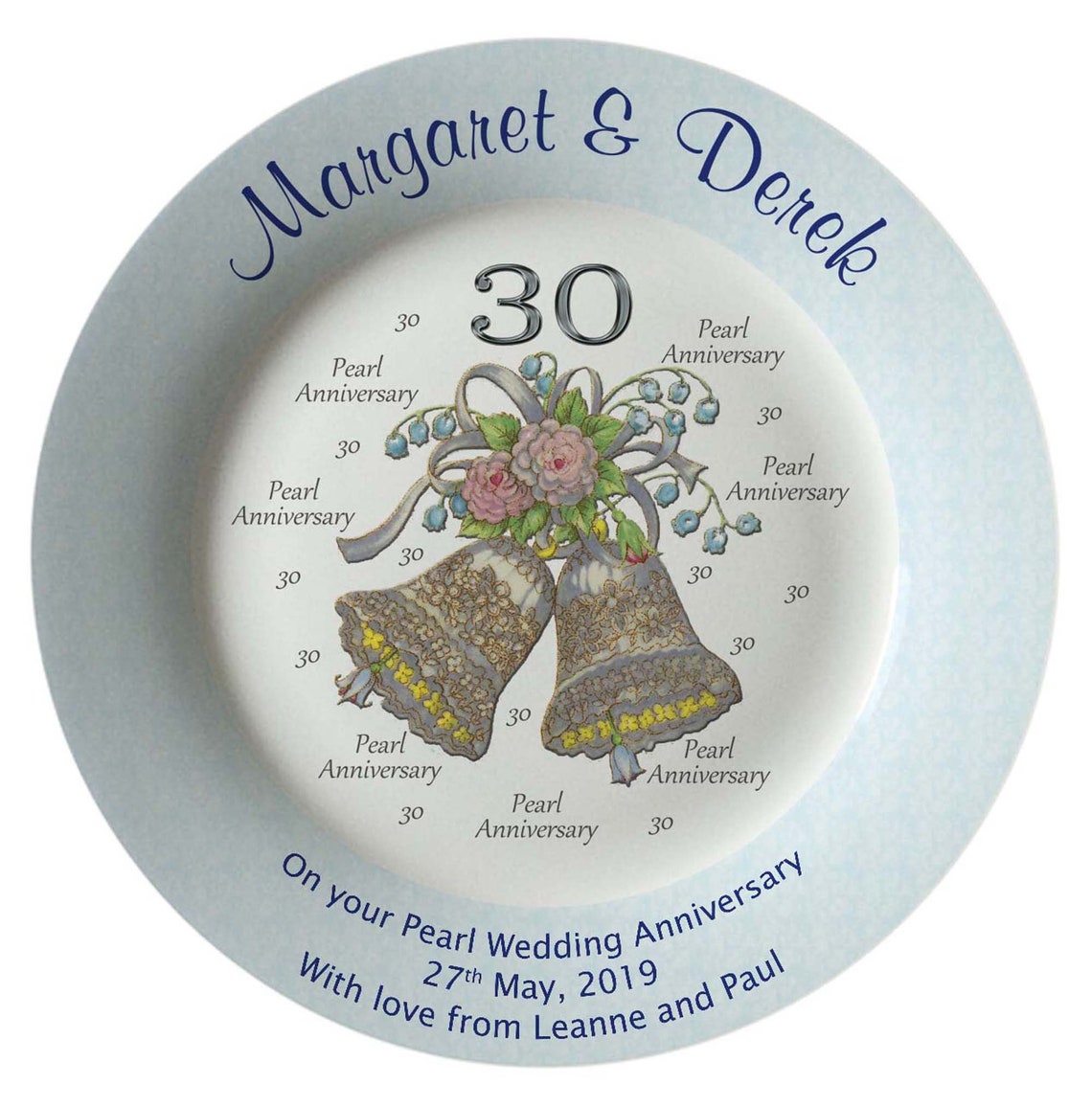 Personalised Pearl Wedding 30th Anniversary Bone China Plate | Etsy