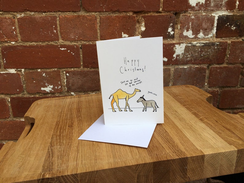 Camel and Donkey Christmas Card - Etsy