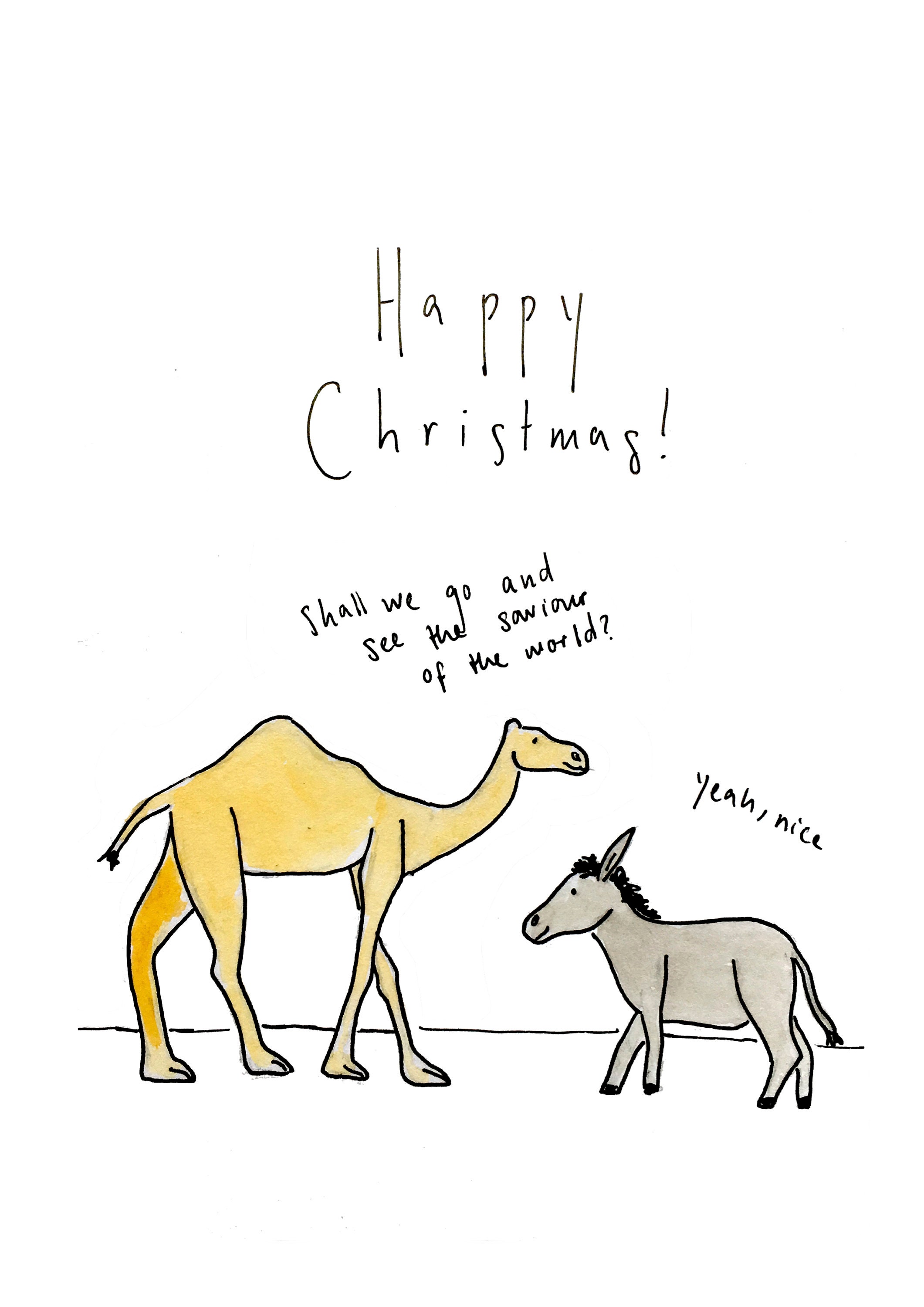 Camel and Donkey Christmas Card - Etsy