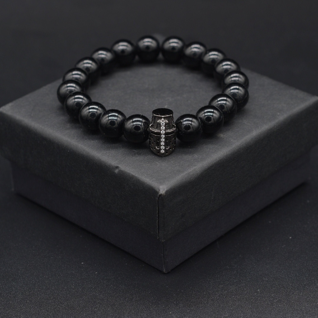Crusader Knight Templar Bracelet Men,medieval Bracelet Mens,onyx Lava ...