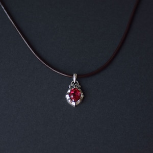 Vintage Ruby Necklace,red Oval Ruby Necklace,925 Sterling Silver ...