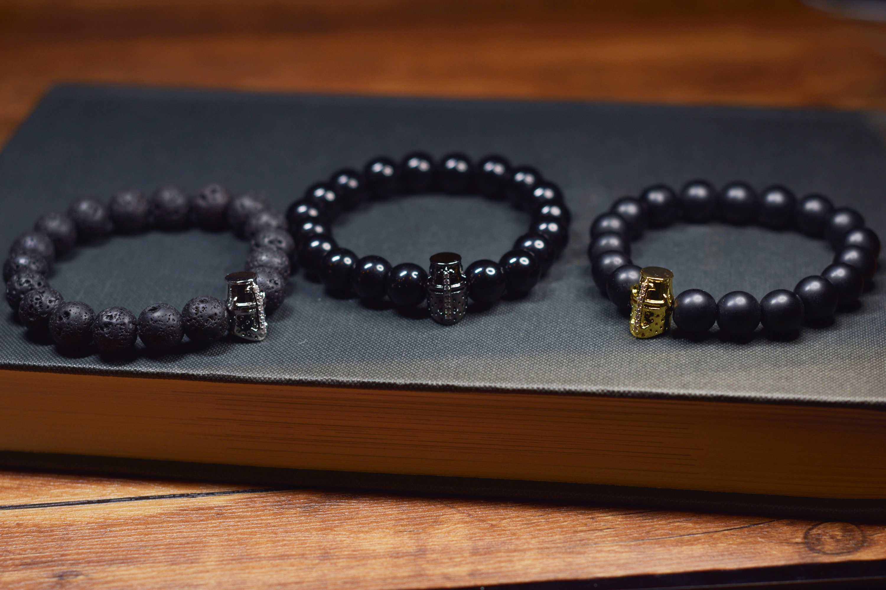 Crusader Knight Templar Bracelet Men,medieval Bracelet Mens,onyx Lava ...