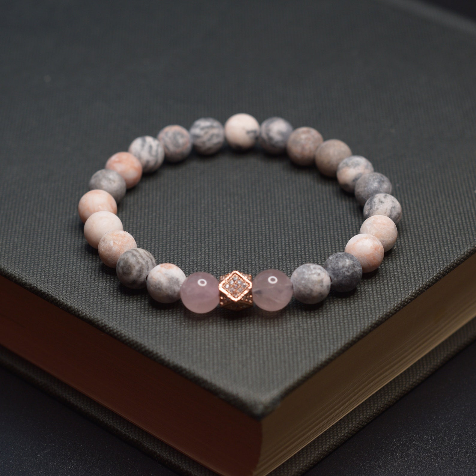 Pink Zebra Stone Crystal Quartz Gemstone Beaded girl's | Etsy