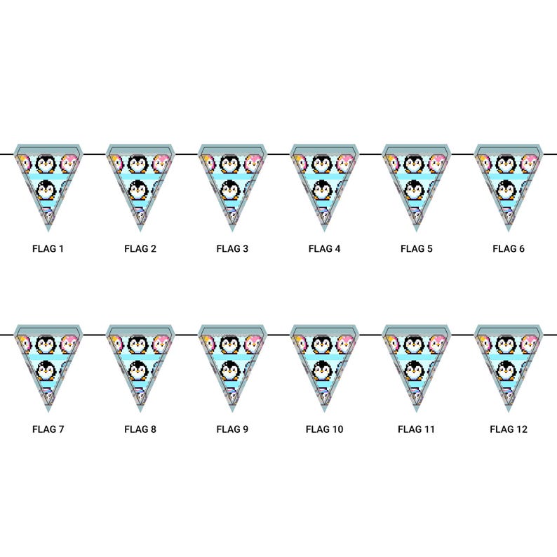 Cute Penguin Party Decor Triangle Flag Banners for Kids' Celebrations ...