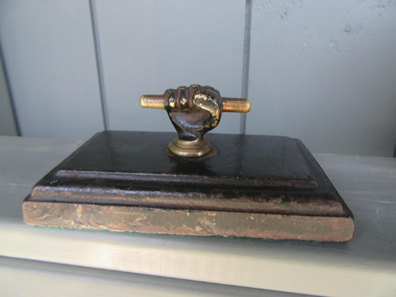C1800 Victorian Paperweight Bronze & Cast Iron. Clasped Fist Holding a ...