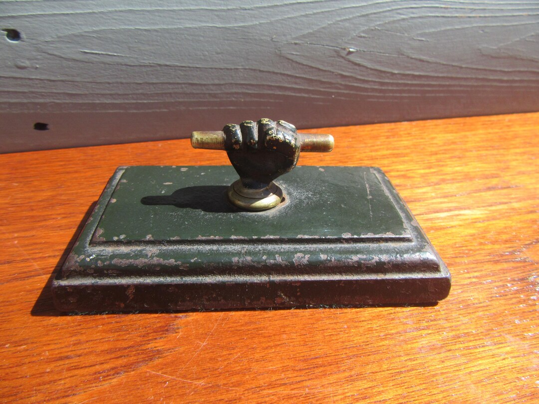 C1800 Victorian Paperweight Bronze & Cast Iron. Clasped Fist Holding a ...