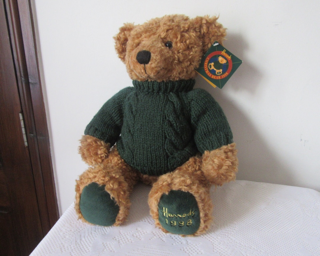 Harrods 1998 13 Foot Dated Christmas Teddy Bear Soft Toy Green Jumper ...