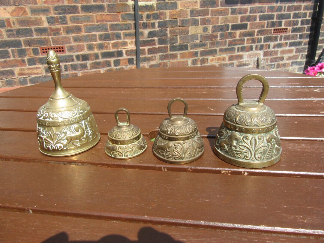 Vintage Brass Bell Set: Sanctuary Bells and Table Bell, UK Made - Etsy