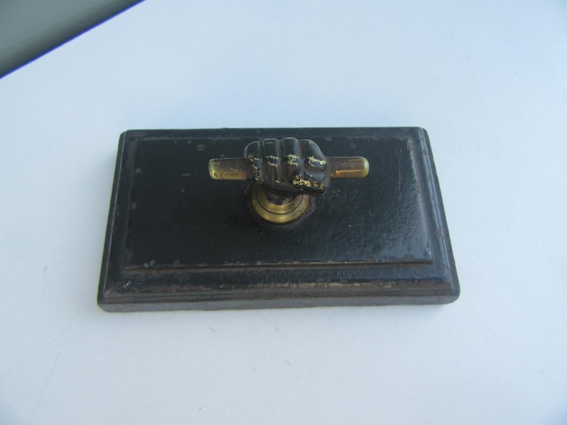 C1800 Victorian Paperweight Bronze & Cast Iron. Clasped Fist Holding a ...