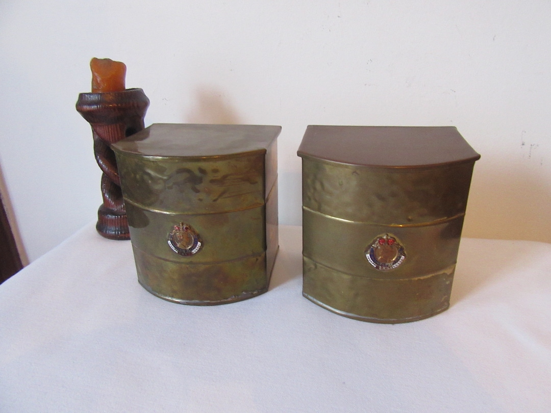 Pair Queen Elizabeth 11 - 1953 Coronation Brass Storage Containers. - Etsy