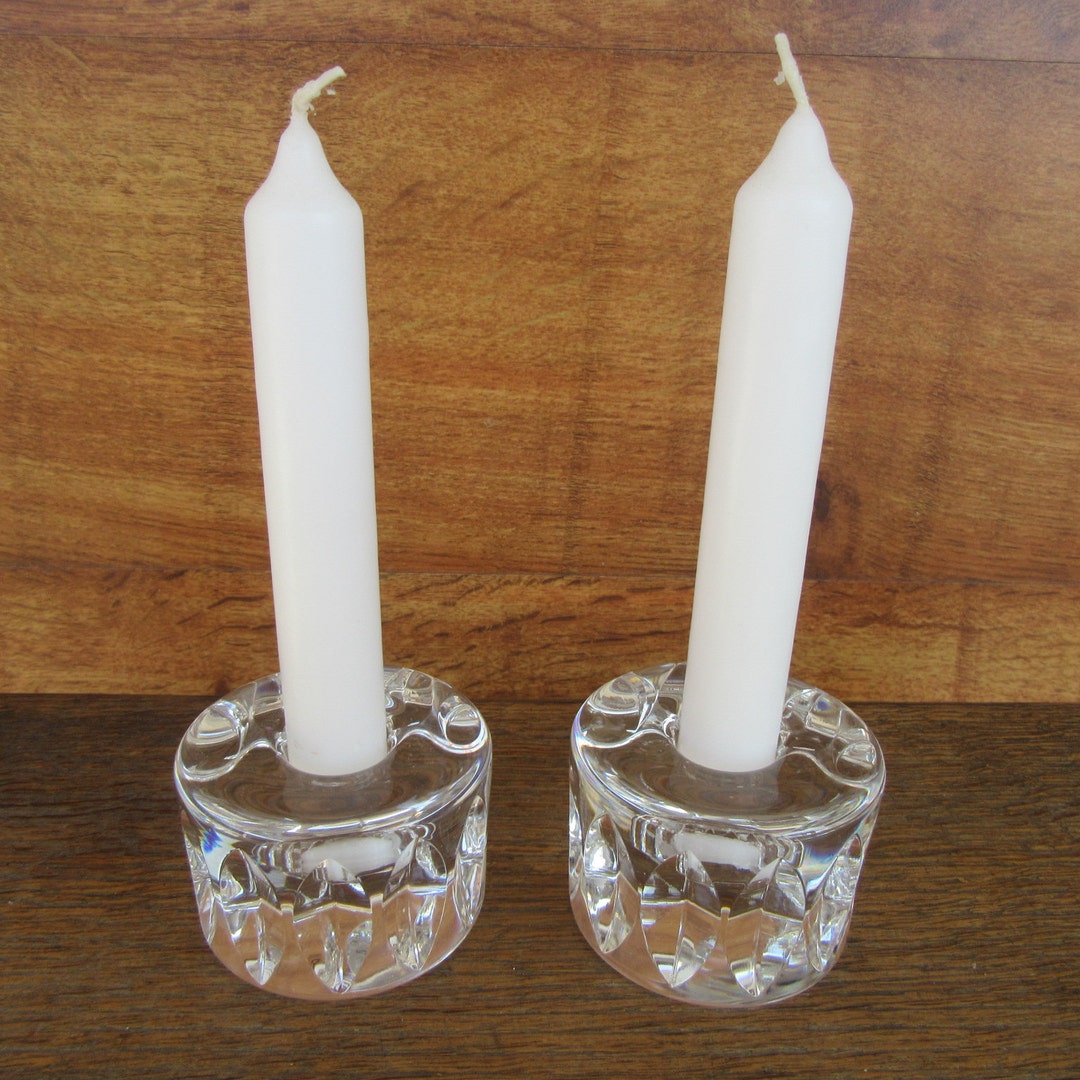 Pair of Vintage Orrefors Sweden Crystal Candle Holders Designed by Sven ...