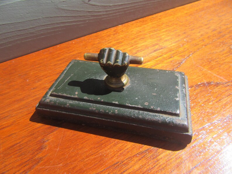 C1800 Victorian Paperweight Bronze & Cast Iron. Clasped Fist Holding a ...