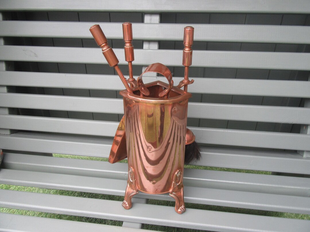 Vintage English Copper and Brass Fireside Companion Set - Fireside ...