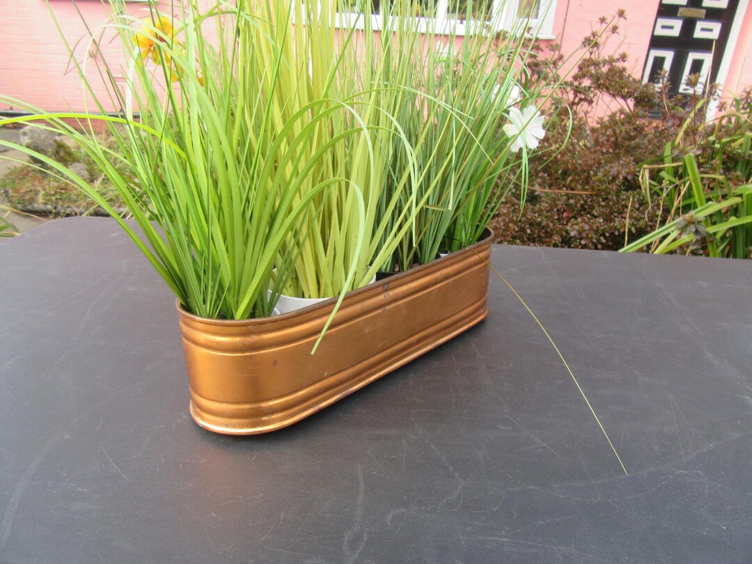 Vintage Copper Trough Planter Jardiniere / Catch Pot, 35.5 X 11 X 9.5cm ...