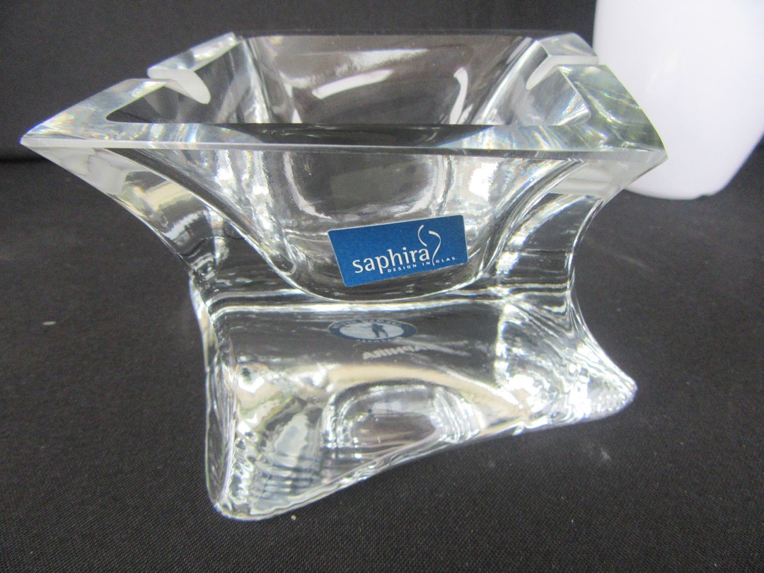 Vintage Saphira German Design Handmade Crystal Glass Ashtray.glacial ...