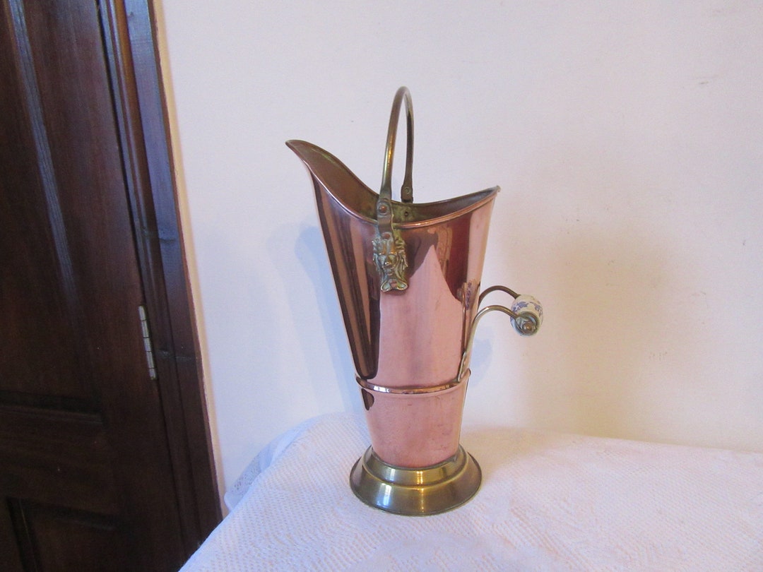 Vintage Lions Head Copper and Brass 32 Cm Tall Ash Scuttle Bucket ...