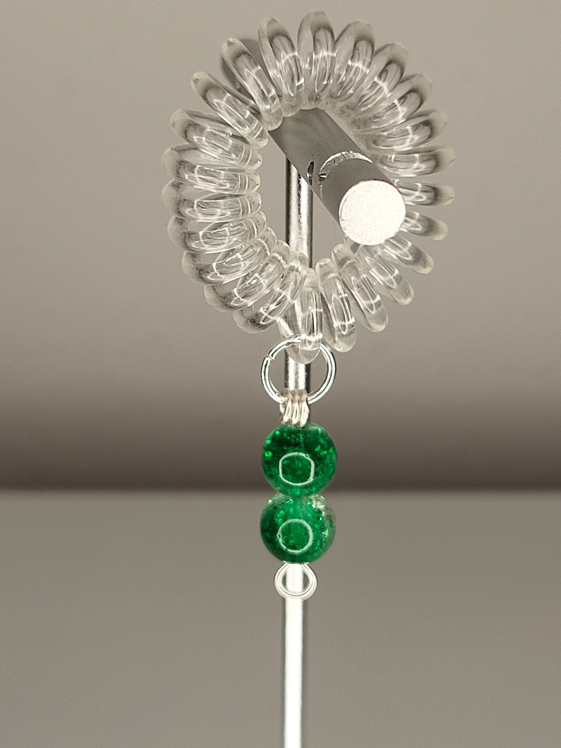 176 Shattered Green Beads Hang From a Clear Spiral Scunci. Adorable - Etsy