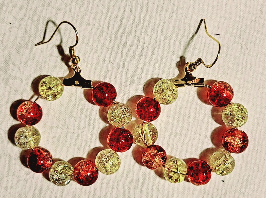 117 Fall Colors of Amber/red and Light Yellow Shattered Beads in a ...