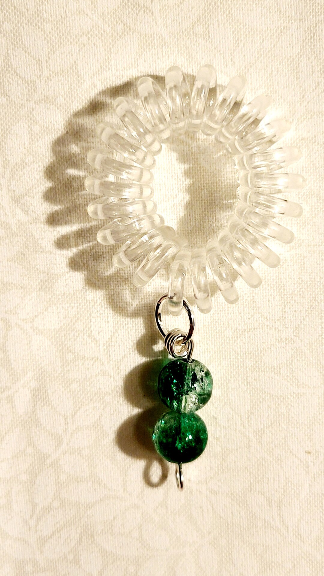 176 Shattered Green Beads Hang From a Clear Spiral Scunci. Adorable - Etsy
