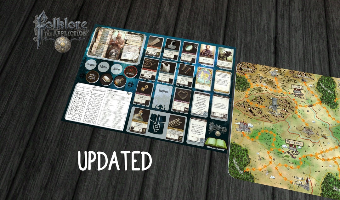 Folklore the Affliction A3/A4 Player Mat Playmat + Map - Digital ...