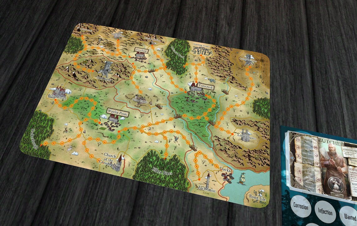 Folklore the Affliction A3/A4 Player Mat Playmat + Map - Digital ...