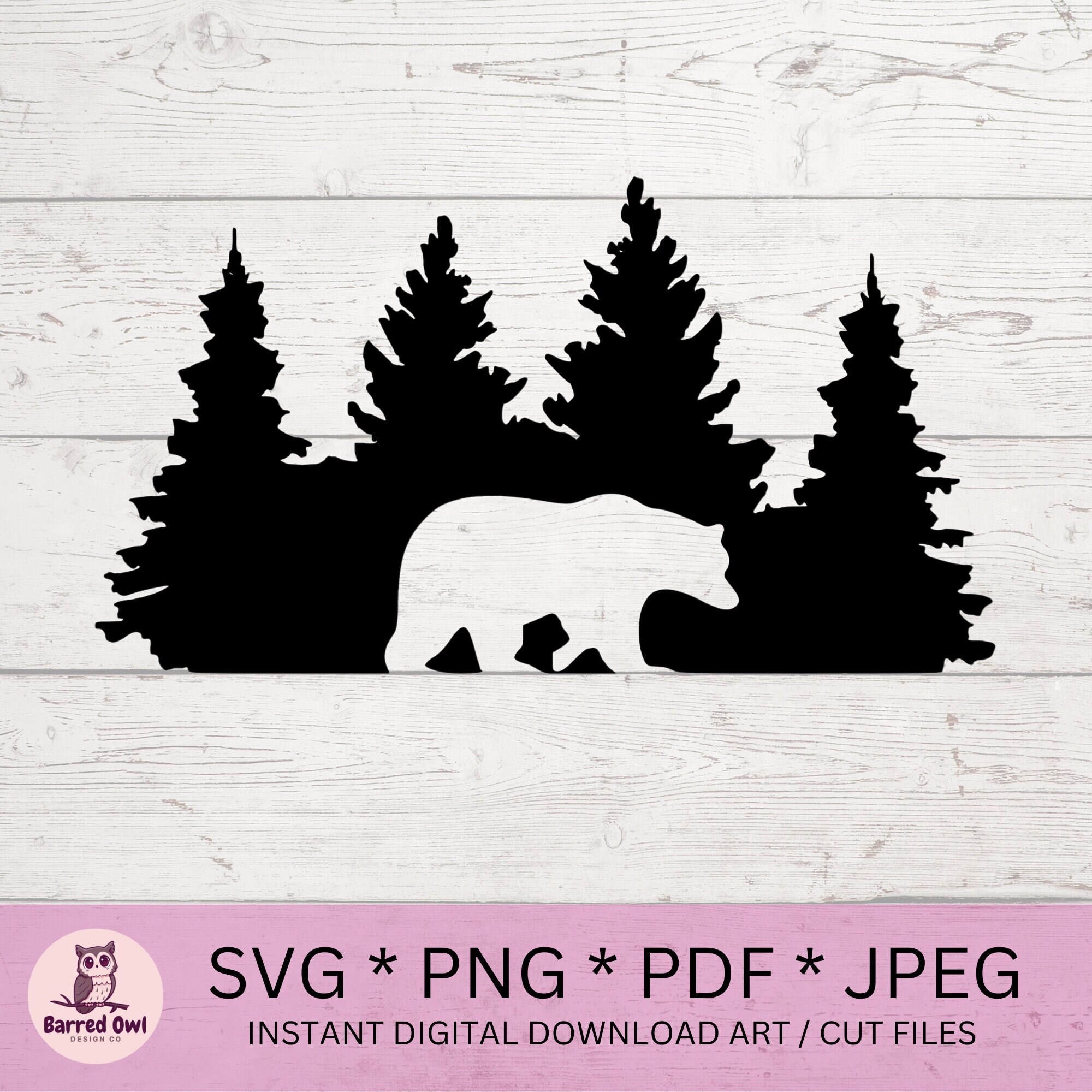Black Bear Trees SVG, Digital Download, Cut File, Png, Jpeg, Pdf ...