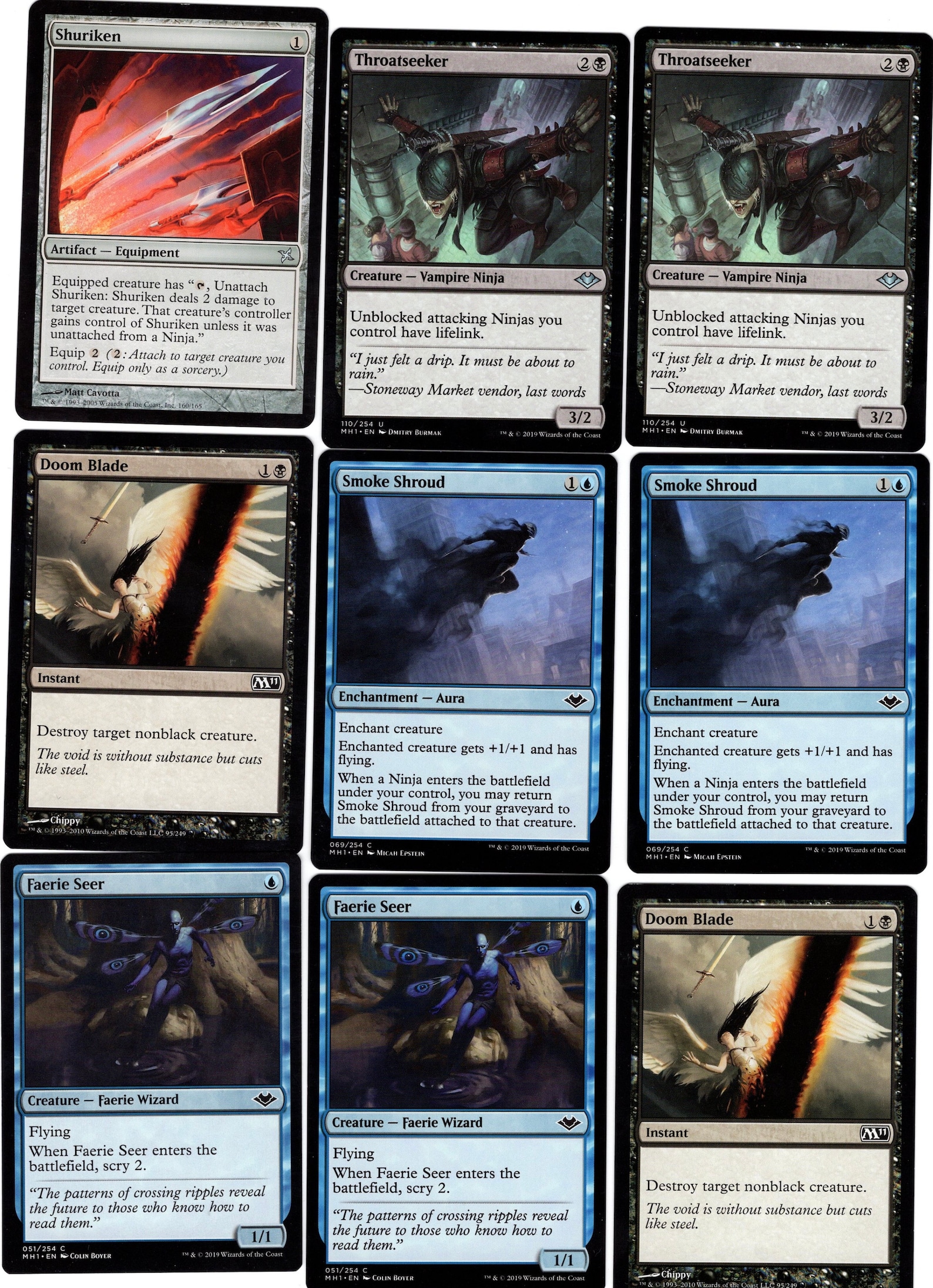Ninja-60 Card Magic the Gathering Deck-rares-blue/black-fallen Shinobi ...