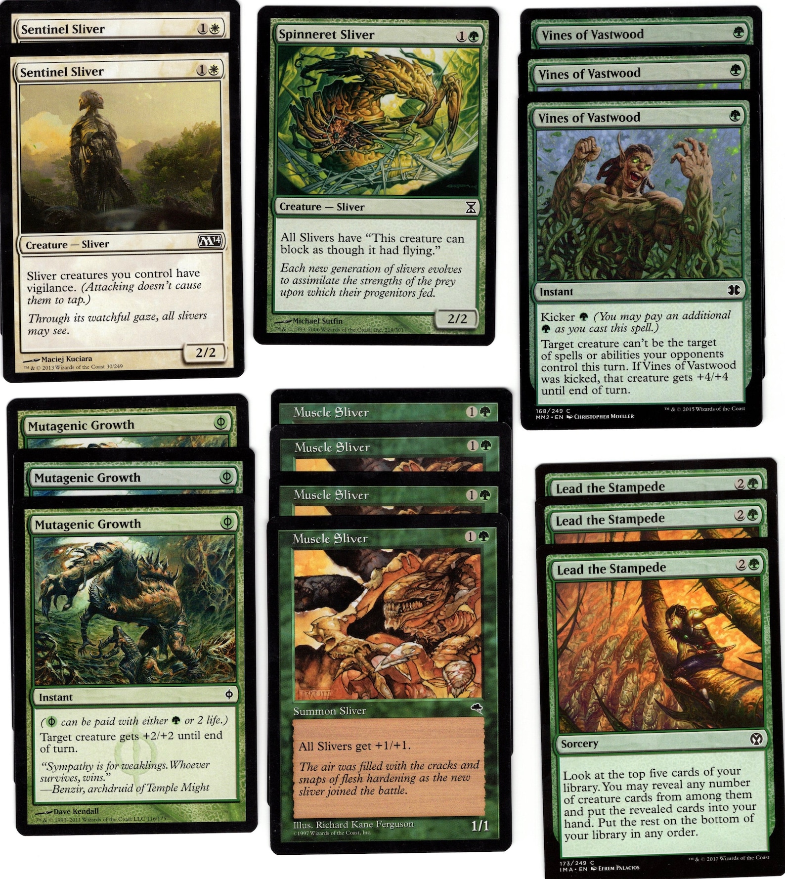 Green/White Sliver-Pauper-Poison-MTG-Magic-Mutagenic Growth 60 | Etsy