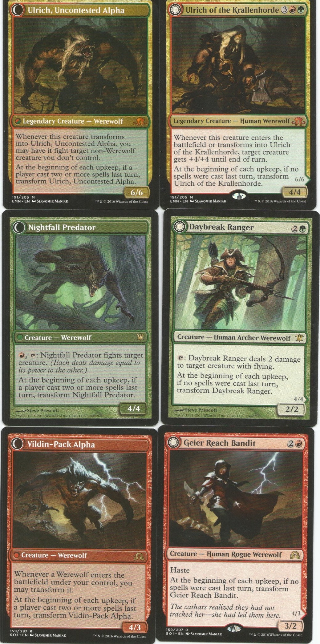 60 Card Deck - WEREWOLVES - Ready to Play - Rares - Magic Mtg-red Green ...