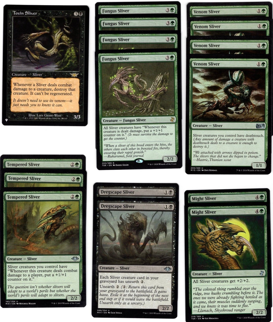 Slivers & Deathtouch-60 Card Deck-magic the Gathering-mtg-rares-toxin ...