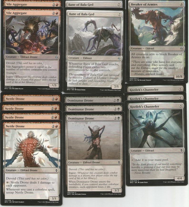 60 Card Deck - Black Red ELDRAZI - Ready to Play - Rare Cards - Magic ...