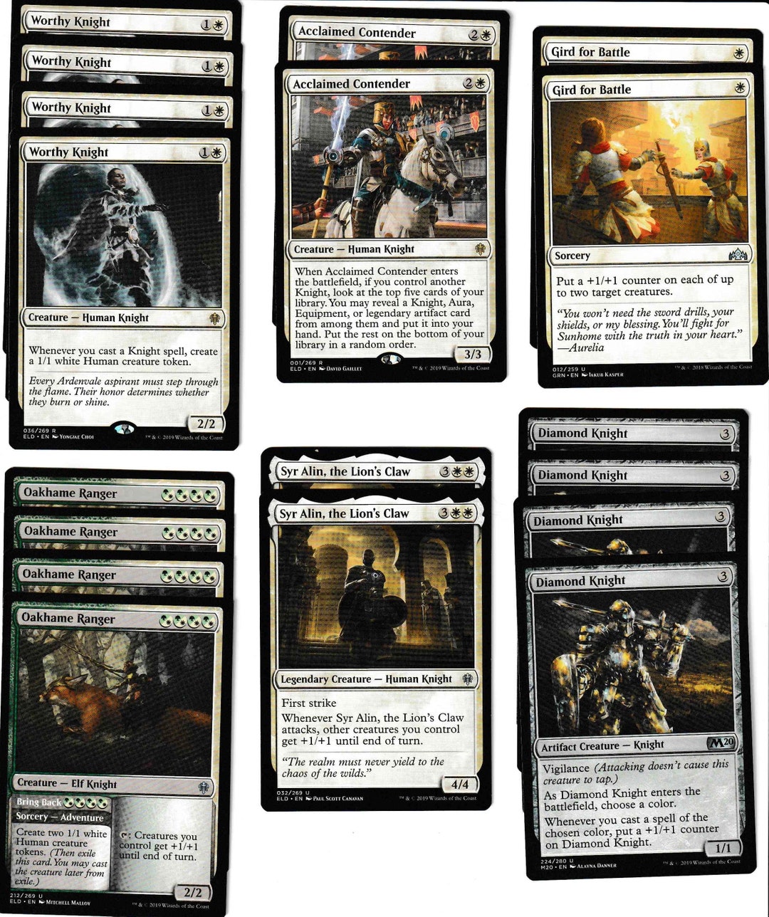 Worthy Knight-mono White Knights 60 CARD MTG Magic the Gathering Deck ...