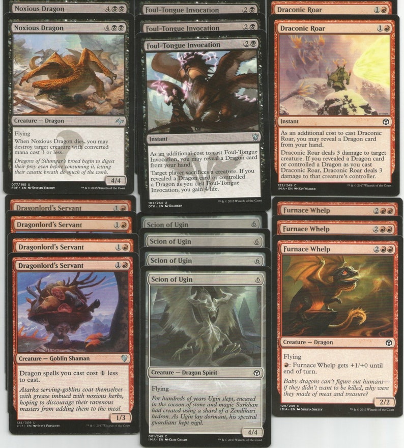 Dragon Custom Deck Black Red- MTG Magic Gathering - Ready to Play Rares ...