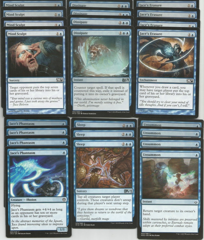 60 Card Deck Mono BLUE MILL Ready to Play Rares Magic - Etsy