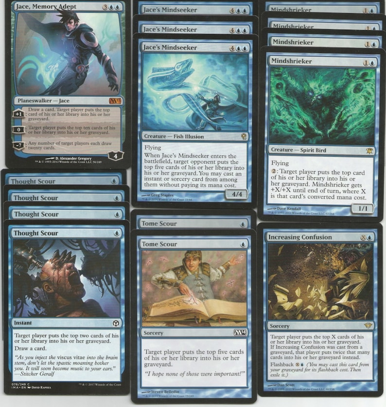 60 Card Deck - Mono BLUE MILL - Ready to Play - Rares - Magic MTG Jace ...