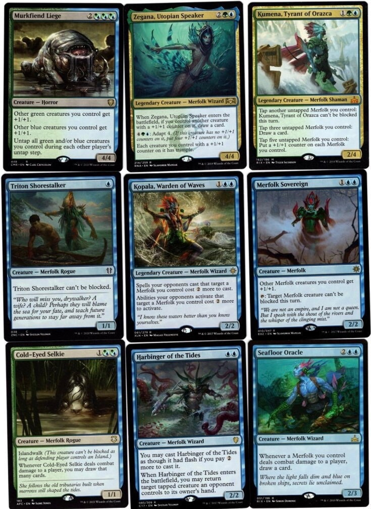 Merfolk Might-100 Card Commander Deck-mtg-magic the Gathering-rares ...