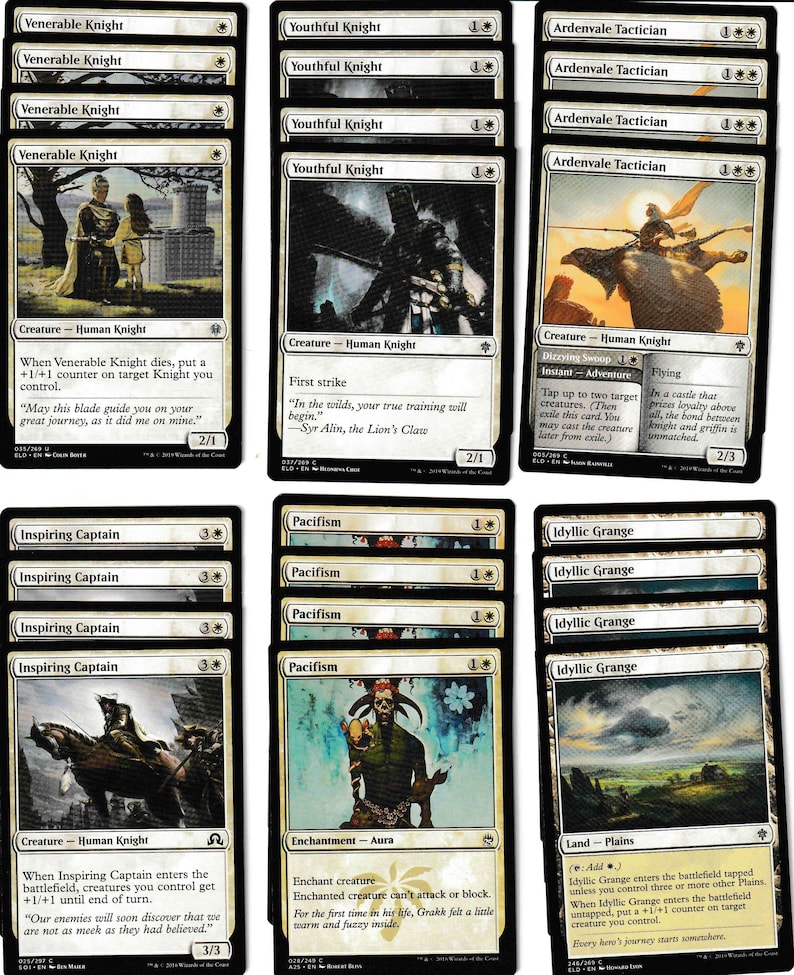 Worthy Knight-mono White Knights 60 CARD MTG Magic the Gathering Deck ...