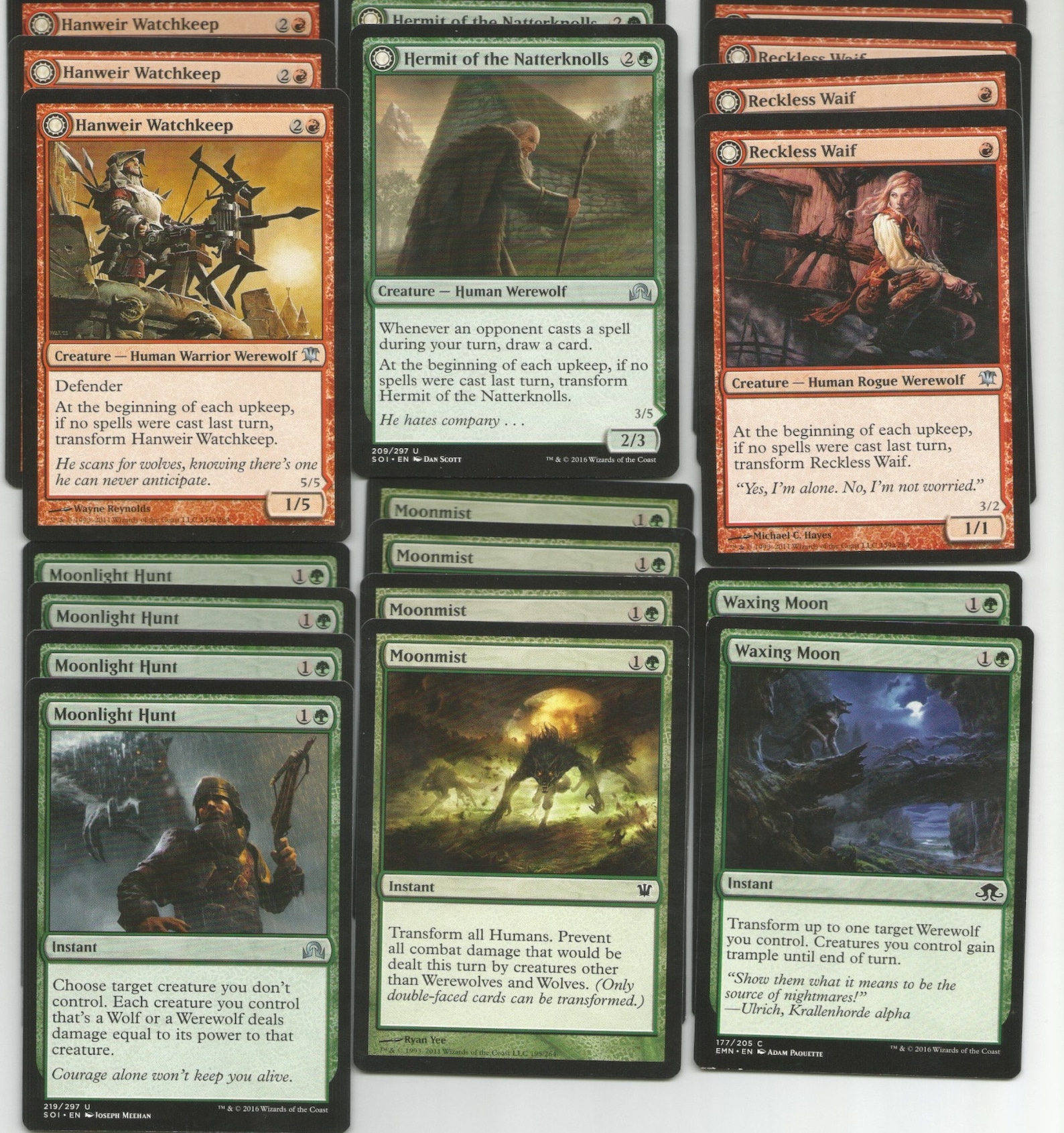 60 Card Deck - WEREWOLVES - Ready to Play - Rares - Magic Mtg-red Green ...