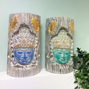 Wooden Buddha Statue in Log - Wood Hand Carved Decorative Ornament for ...