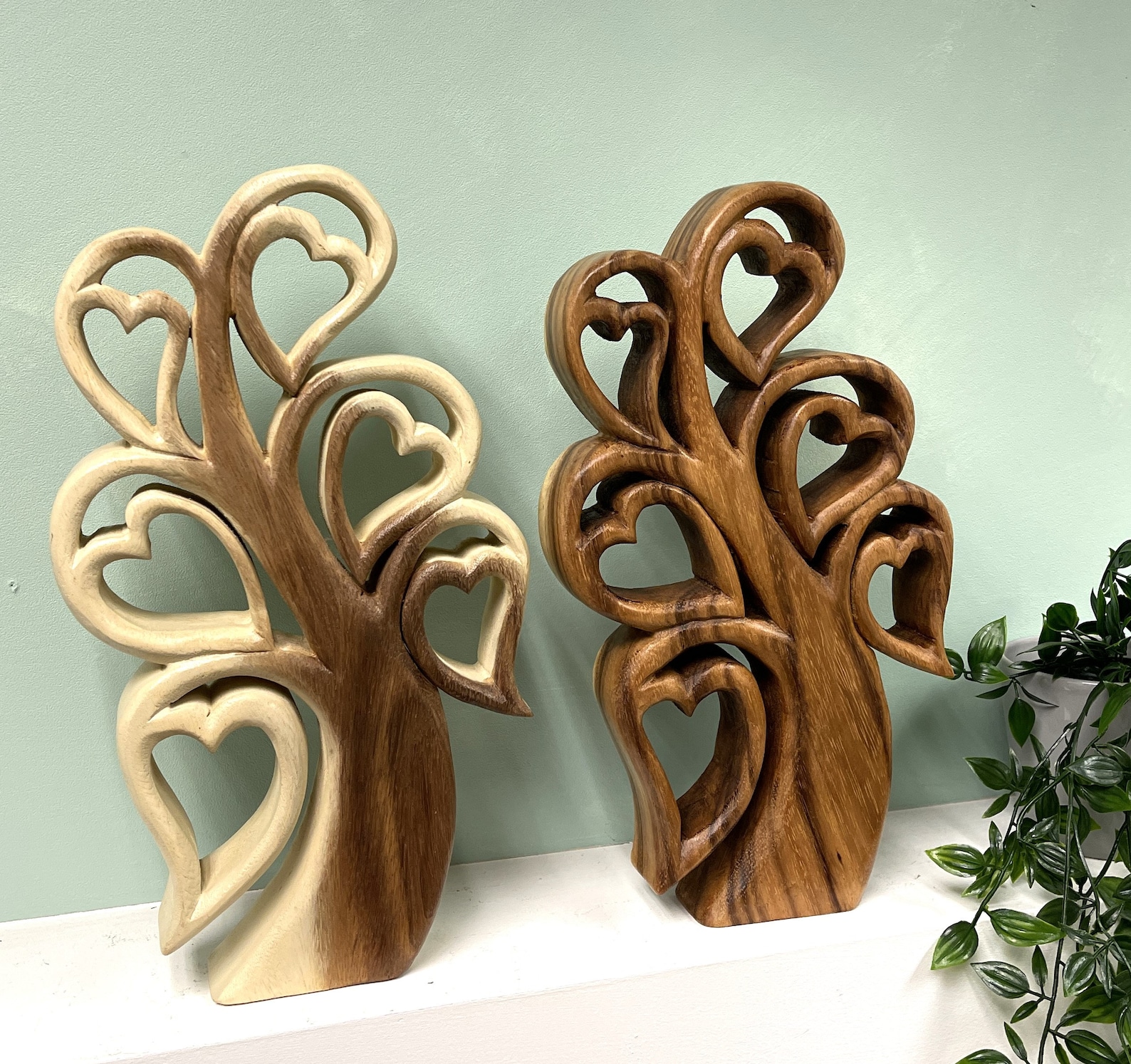 Wooden Heart Tree Ornament - Hand Carved Decorative for Home - Etsy UK