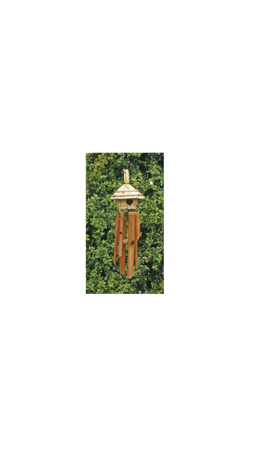 Bamboo Windchime & Bird House Straw Ideal for Garden Birds Musical ...