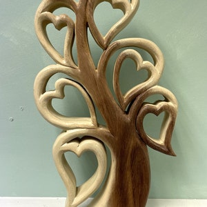 Wooden Heart Tree Ornament - Hand Carved Decorative for Home - Etsy